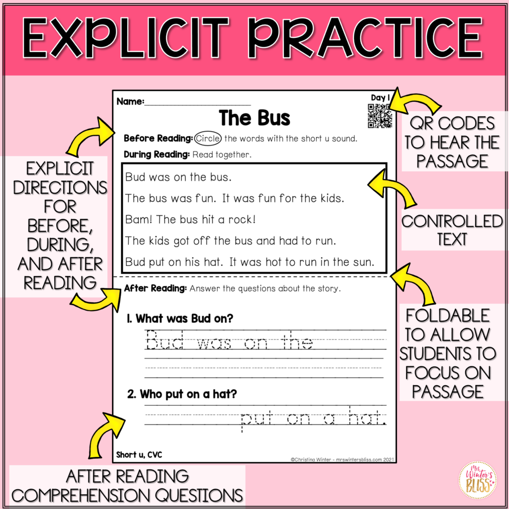 Decodable Passages with Comprehension Questions - short vowel CVC ...