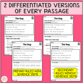 Decodable Passages with Comprehension Questions - short vowel CVC ...