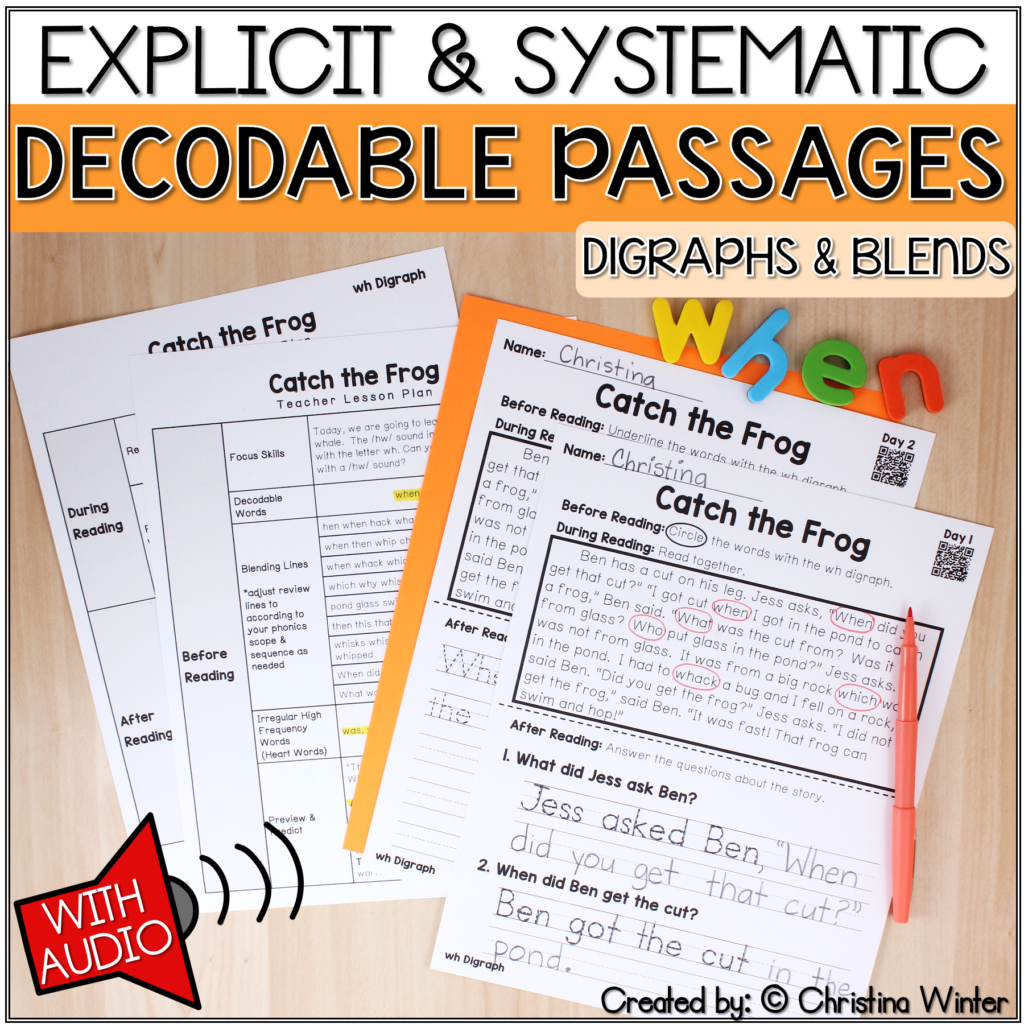 Decodable Passages with Comprehension Questions - Blends & Digraphs ...