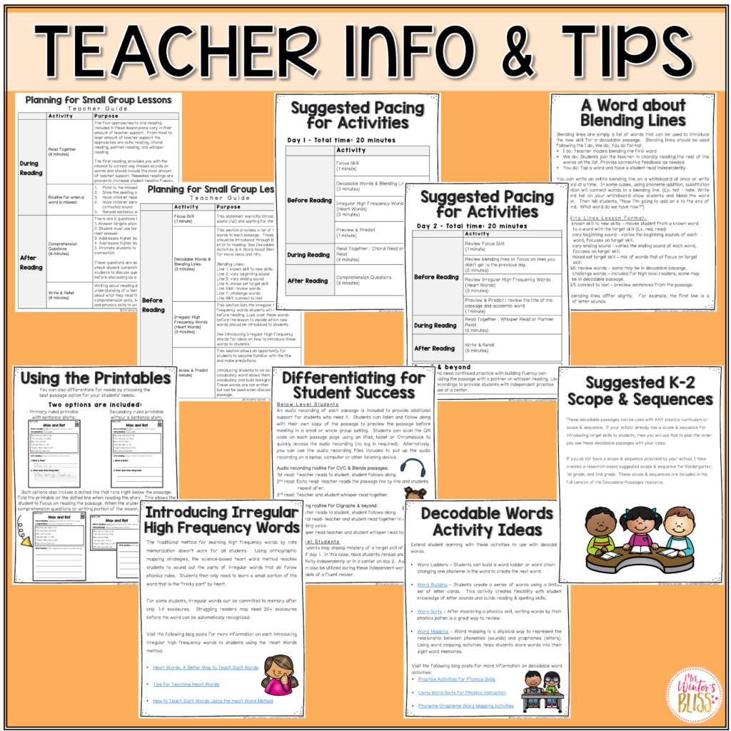 Decodable Passages with Comprehension Questions - Blends & Digraphs ...