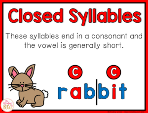 The Six Syllable Types - Lead in Literacy - Resources For Kindergarten ...