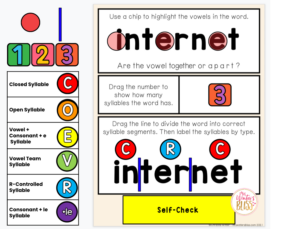 The Six Syllable Types - Lead in Literacy - Resources For Kindergarten ...