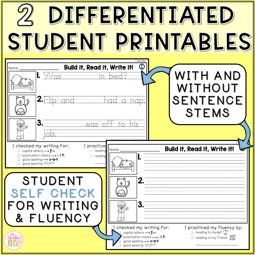 Decodable Sentence Building Activities - Blends & Digraphs - Print and ...
