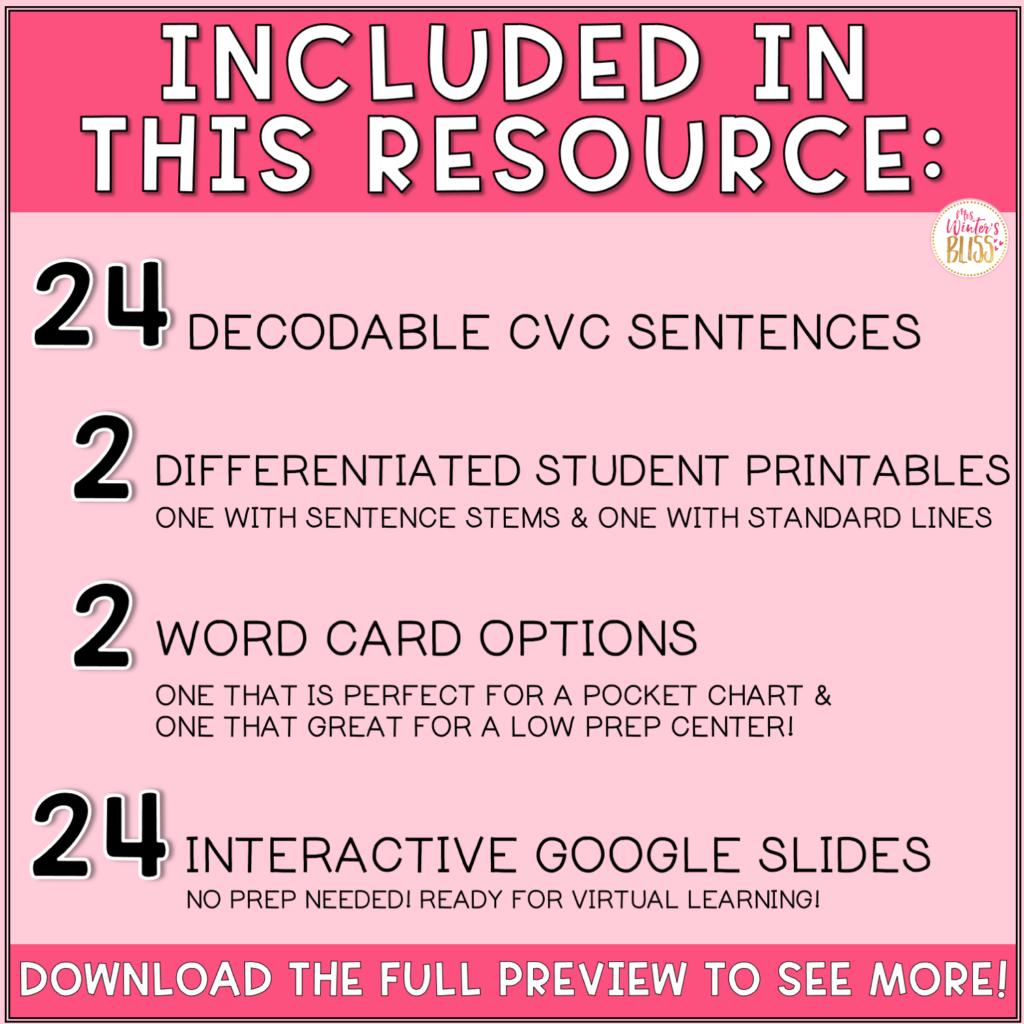 CVC Decodable Sentence Building Activities - Print and Digital - Lead ...