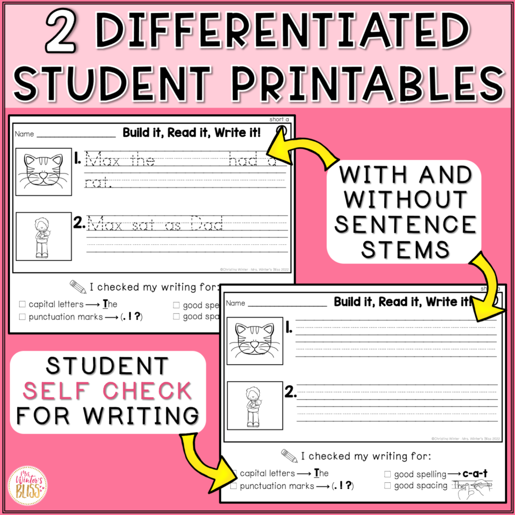 CVC Decodable Sentence Building Activities - Print and Digital - Lead ...