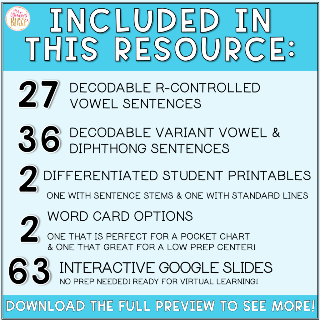 Decodable Sentence Building Activities - R Controlled Diphthong - Print ...