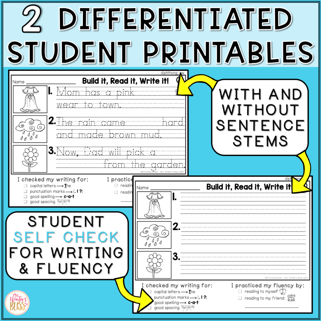 Decodable Sentence Building Activities - R Controlled Diphthong - Print ...