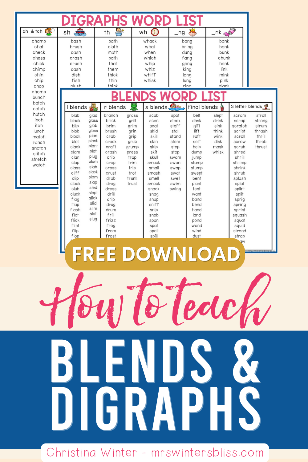 How to Teach Blends and Digraphs - Mrs. Winter's Bliss - Resources For ...