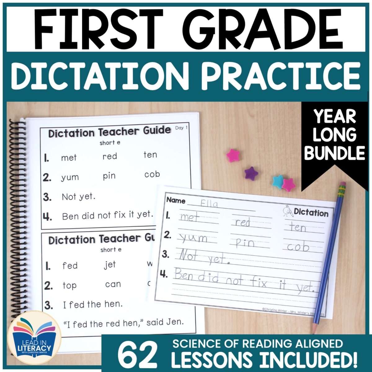 1st Grade Dictation - Teacher Guide & Student Printables - Lead in ...
