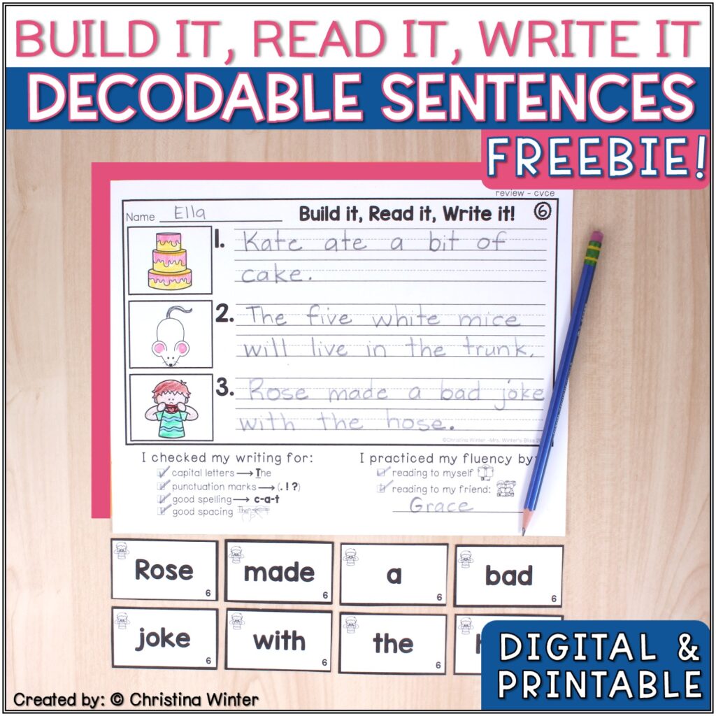 Decodable Sentence Building - Lead in Literacy - Resources For ...