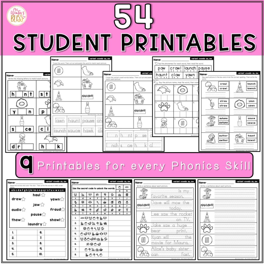 Phonics Activities Diphthongs - Printable & Digital - Science of ...