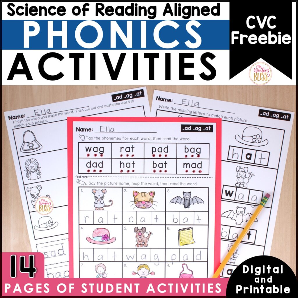 FREE Phonics Activities CVC Words - print & digital - Lead in Literacy ...