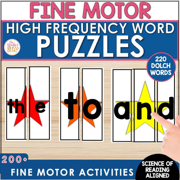 High Frequency Heart Word Puzzles - Fine Motor Activities - Lead in ...