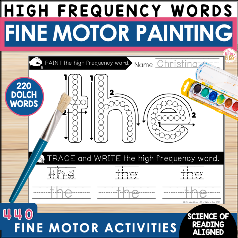 High Frequency Heart Word Paint a Word - Fine Motor Activities - Lead ...