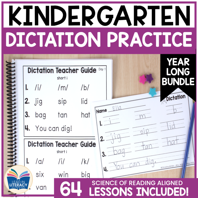 Kindergarten Dictation - Teacher Guide & Student Printables - Lead in ...