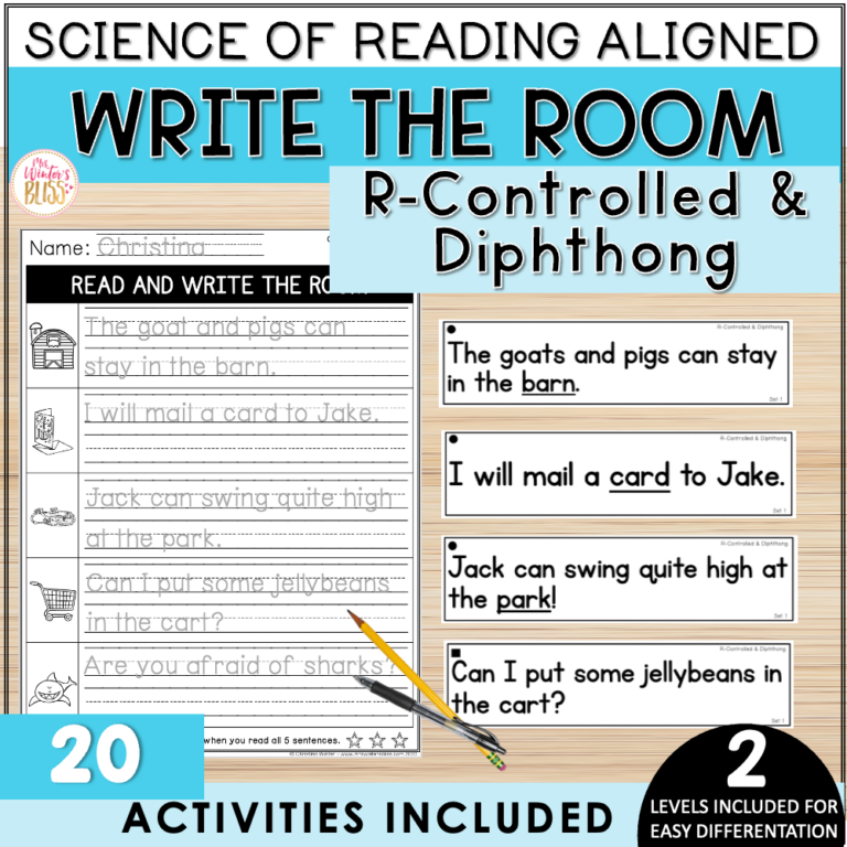 Write the Room Decodable Sentences - R-Controlled & Diphthongs - Lead ...