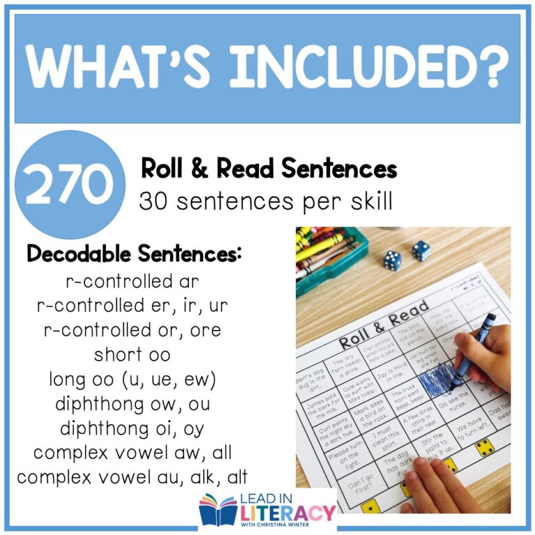 Roll and Read Phonics Center - R Controlled Vowels & Diphthongs - Lead ...