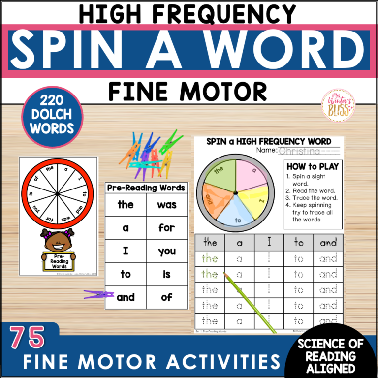 High Frequency Heart Word Spin a Word - Fine Motor Activities - Lead in ...