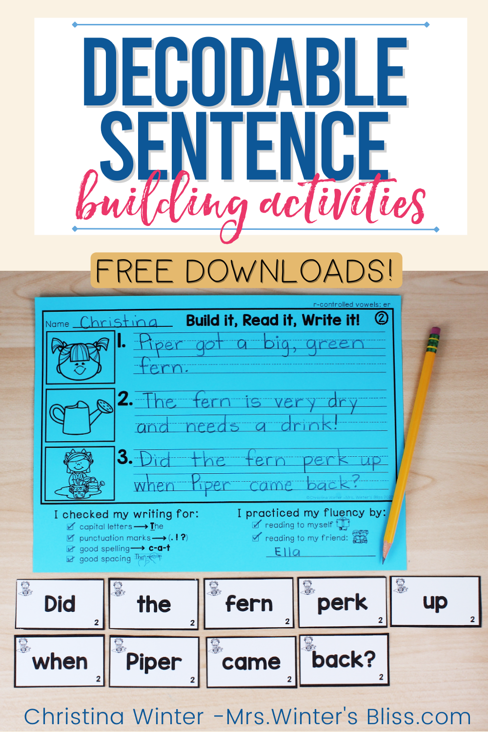 Decodable Sentence Building - Lead in Literacy - Resources For ...