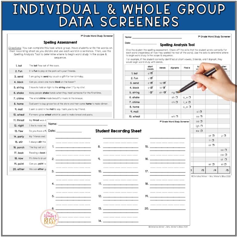 1st Grade Word Study Screener Assessment - Lead in Literacy - Resources ...