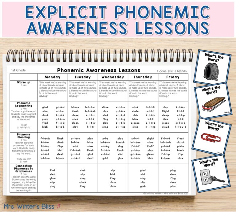 Phonemic Awareness Lesson Plans for Kindergarten and First Grade - Lead ...