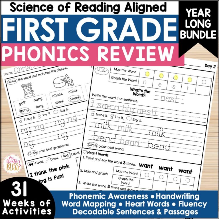 1st Grade Yearlong Phonics Cumulative Review - printable activities ...