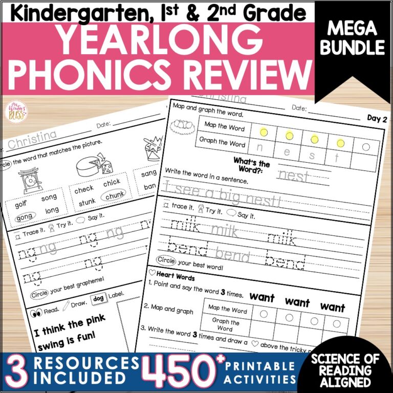 Yearlong Phonics Cumulative Review MEGA BUNDLE - Kindergarten, 1st ...