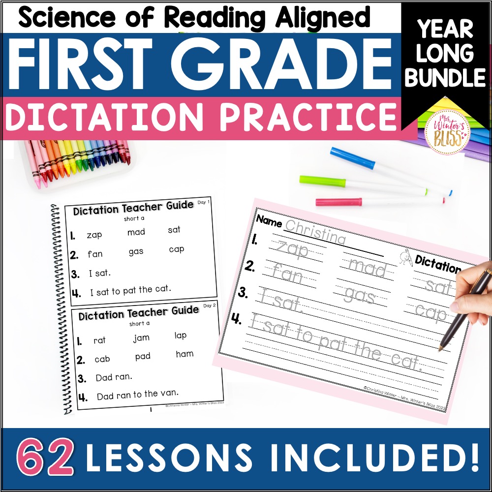 1st Grade Dictation - Teacher Guide & Student Printables - Mrs. Winter ...