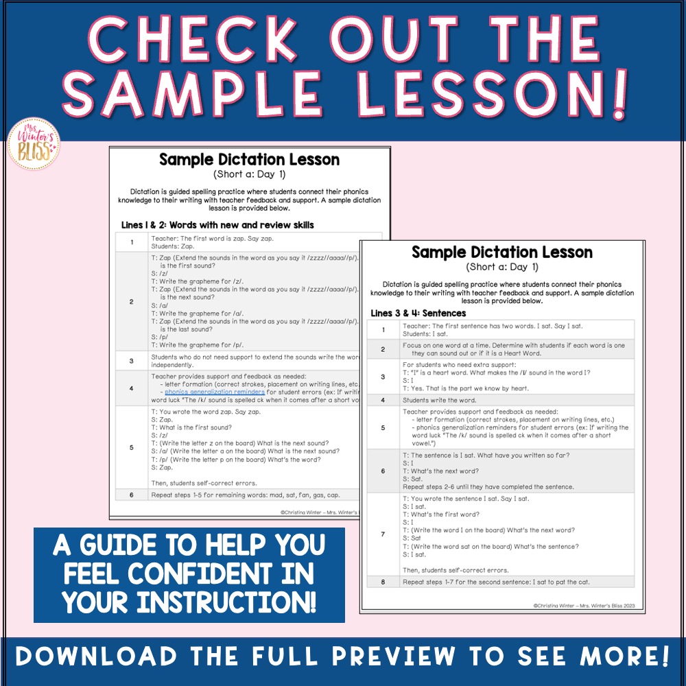 1st Grade Dictation - Teacher Guide & Student Printables - Mrs. Winter ...