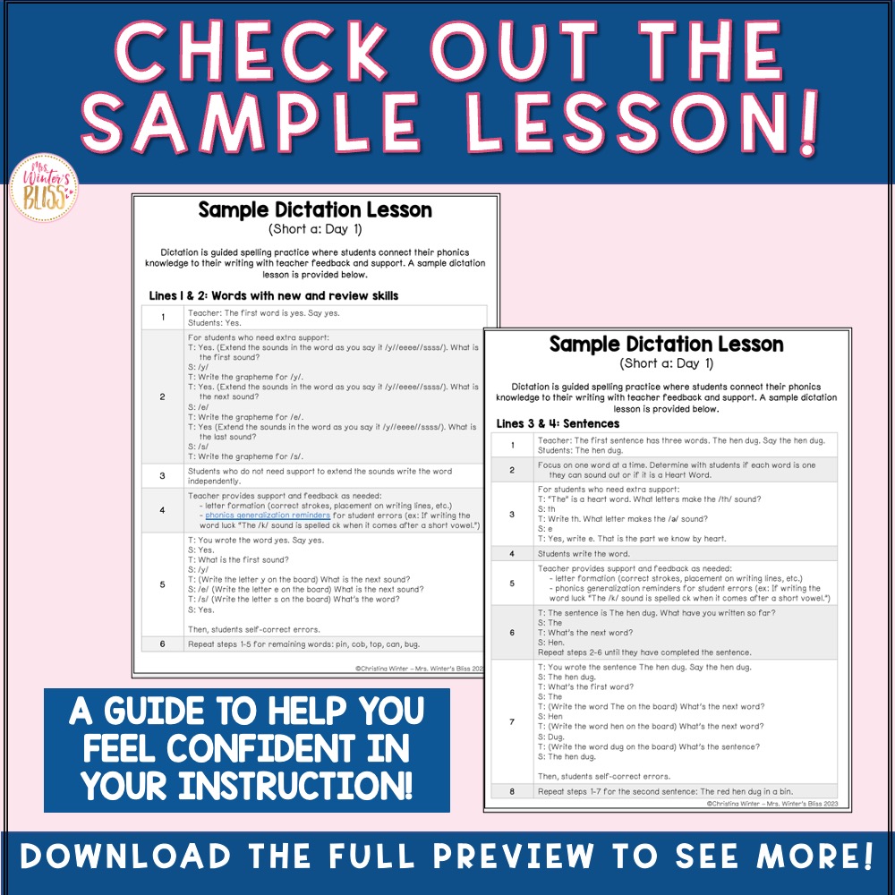 2nd Grade Dictation - Teacher Guide & Student Printable - Mrs. Winter's ...