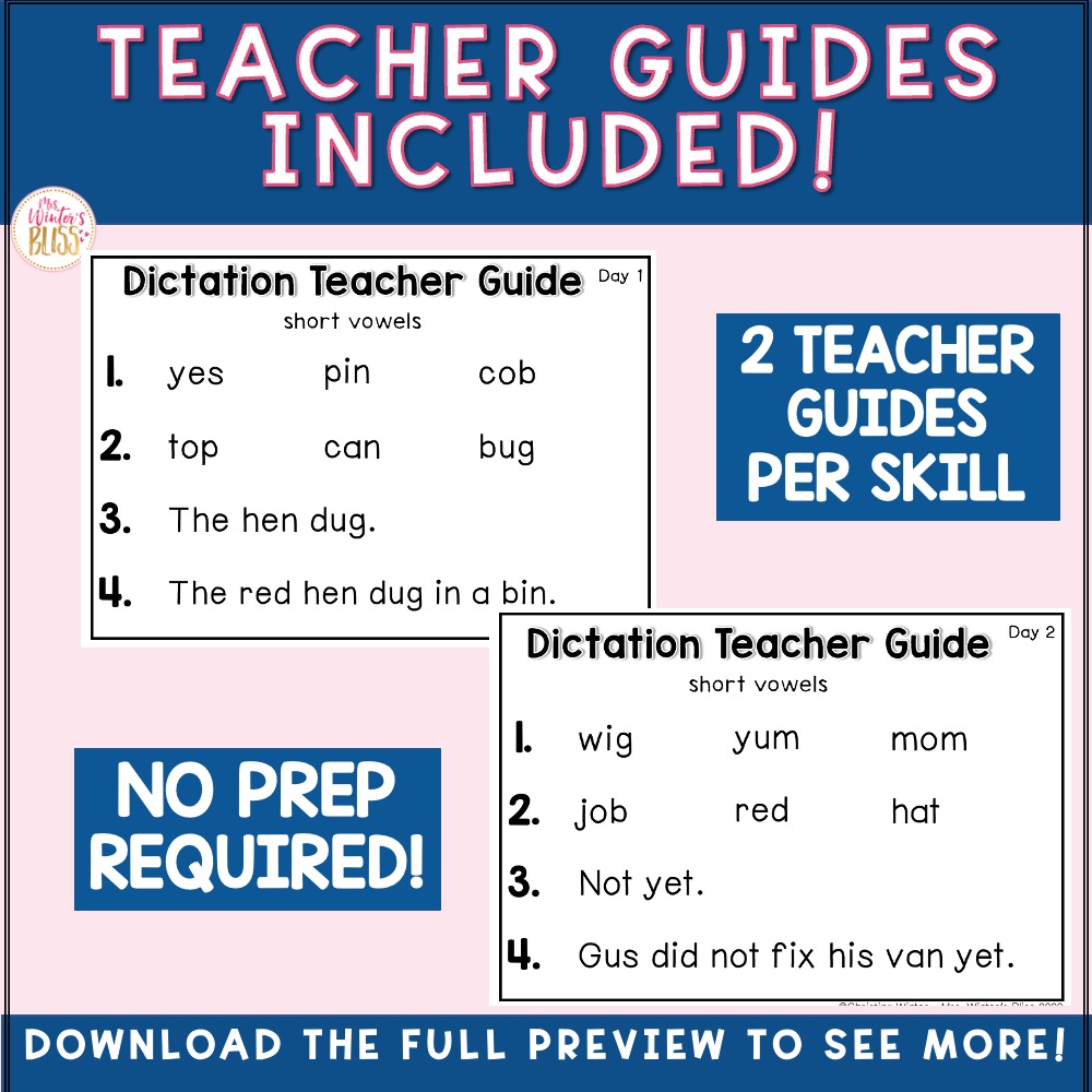 Dictation MEGA Bundle - Kindergarten, 1st, 2nd Grade - Mrs. Winter's ...