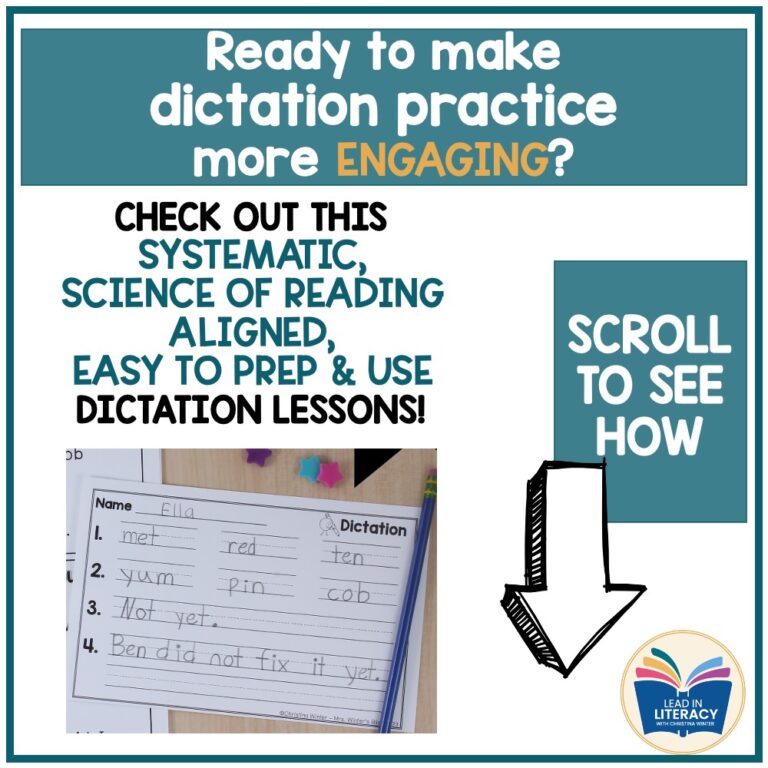 1st Grade Dictation - Teacher Guide & Student Printables - Lead in ...