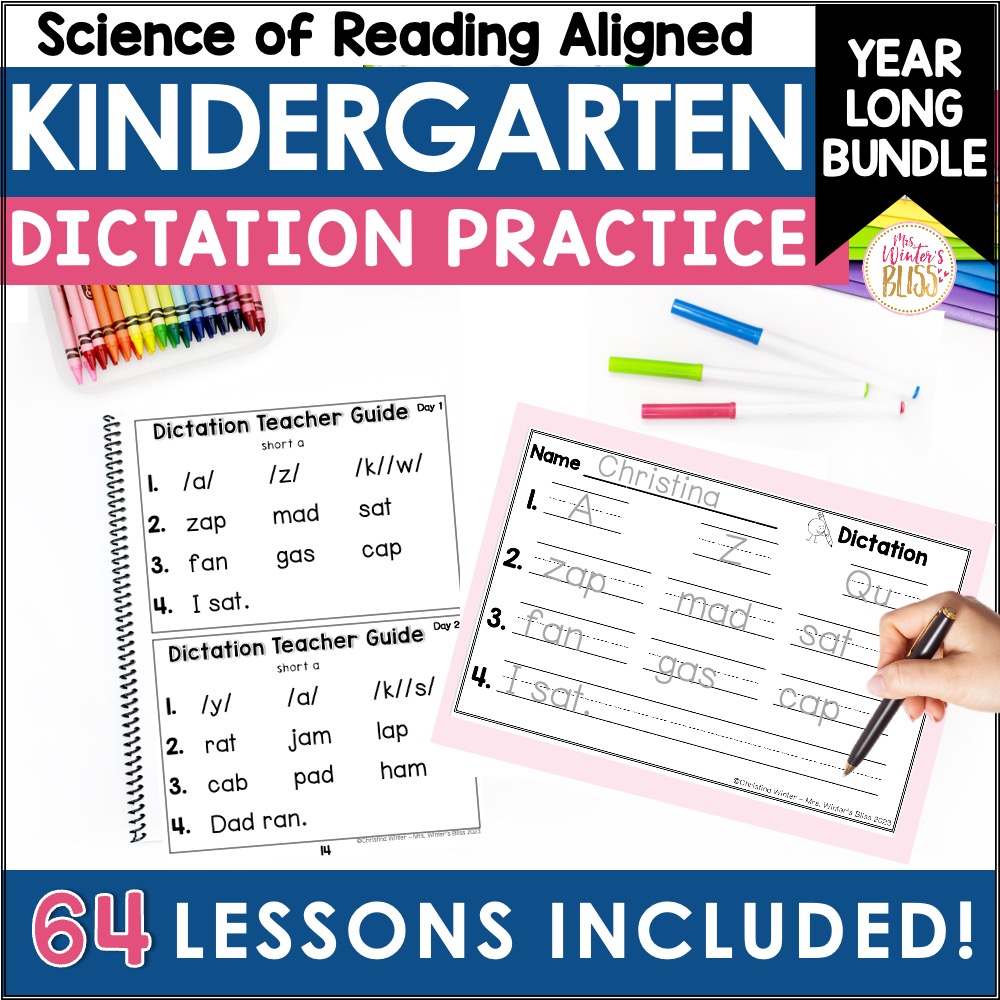 Kindergarten Dictation - Teacher Guide & Student Printables - Mrs ...