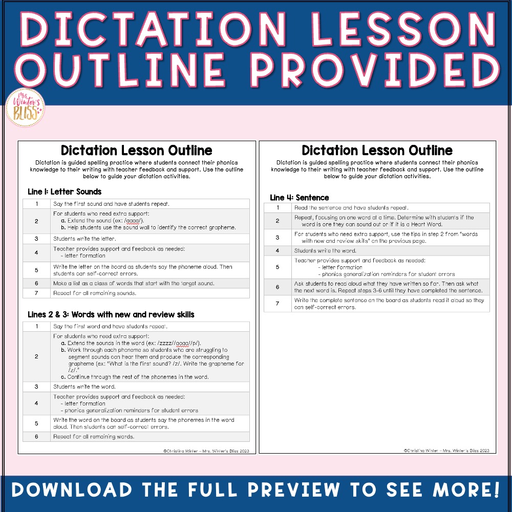Kindergarten Dictation - Teacher Guide & Student Printables - Mrs ...