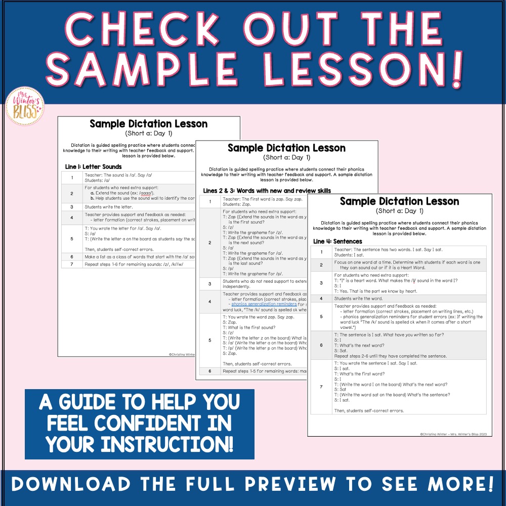 Kindergarten Dictation - Teacher Guide & Student Printables - Mrs ...