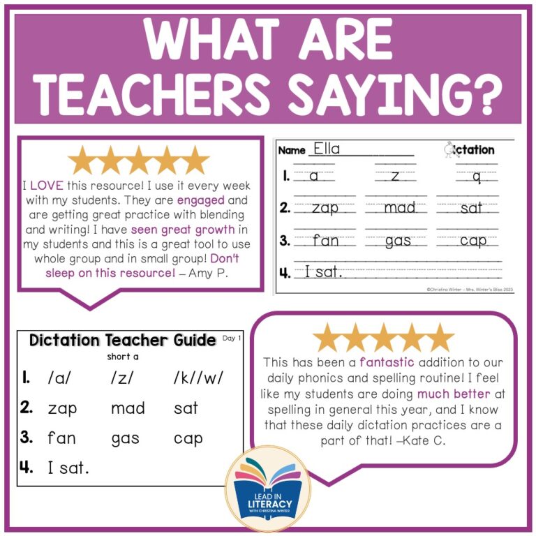 Kindergarten Dictation - Teacher Guide & Student Printables - Lead in ...