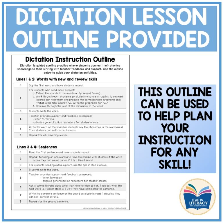 2nd Grade Dictation - Teacher Guide & Student Printable - Lead in ...