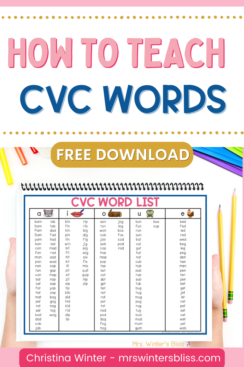 How to Teach CVC Words - Lead in Literacy - Resources For Kindergarten, 1st & 2nd Grade
