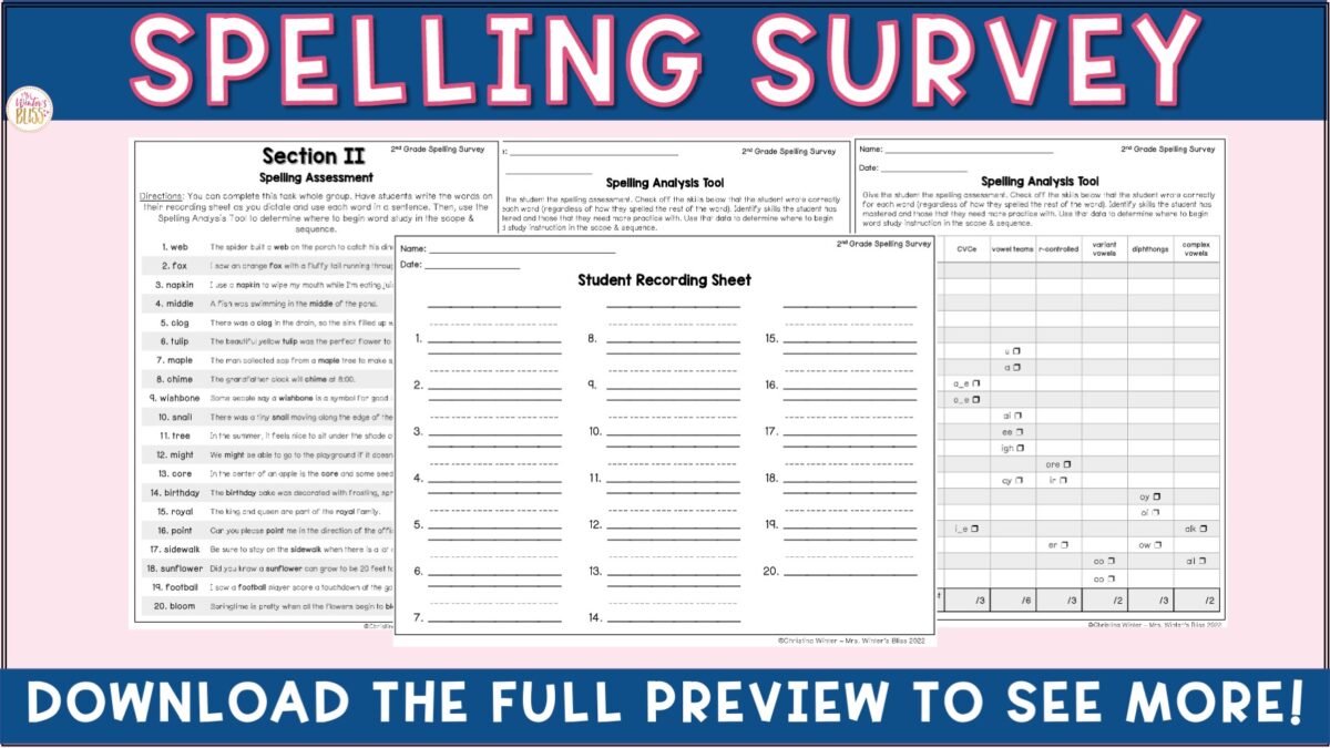 2nd Grade Phonics Screeners - Spelling Reading Assessments - Lead in ...