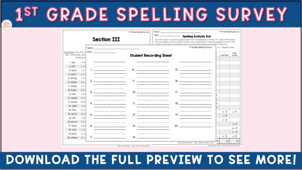 Kindergarten, 1st Grade, 2nd Grade Phonics Screeners - Spelling Reading ...