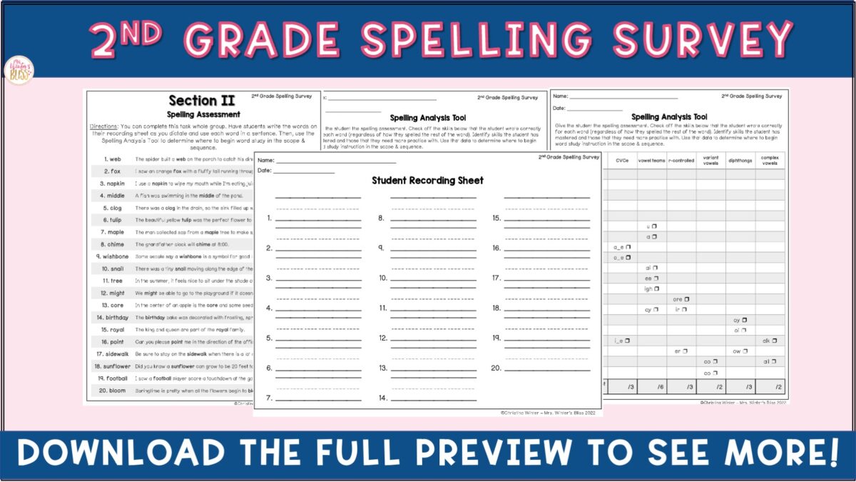 Kindergarten, 1st Grade, 2nd Grade Phonics Screeners - Spelling Reading ...