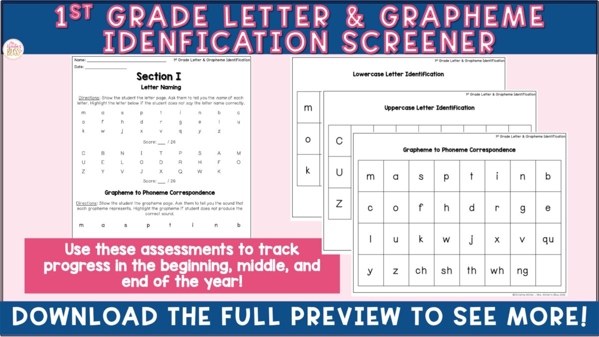 Kindergarten, 1st Grade, 2nd Grade Phonics Screeners - Spelling Reading ...