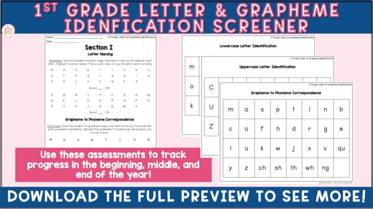 Kindergarten, 1st Grade, 2nd Grade Phonics Screeners - Spelling Reading ...