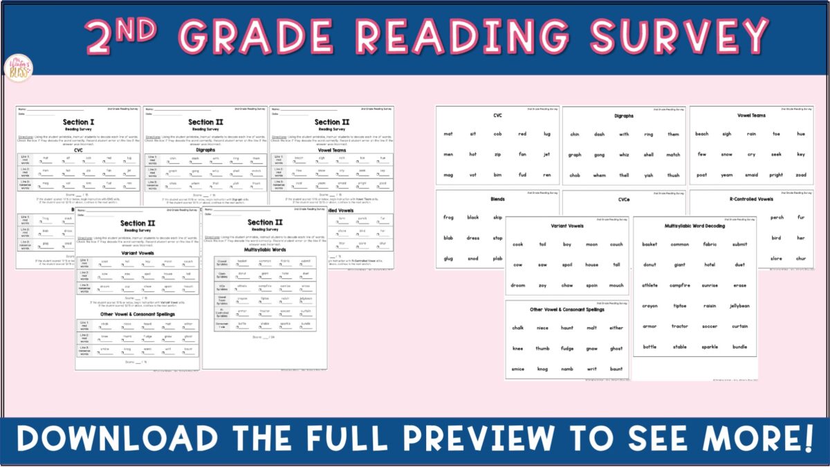 Kindergarten, 1st Grade, 2nd Grade Phonics Screeners - Spelling Reading ...