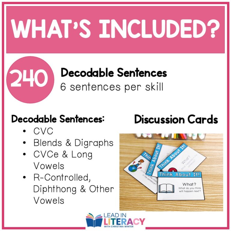 Decodable Sentence Partner Center - BUNDLE - Lead in Literacy ...