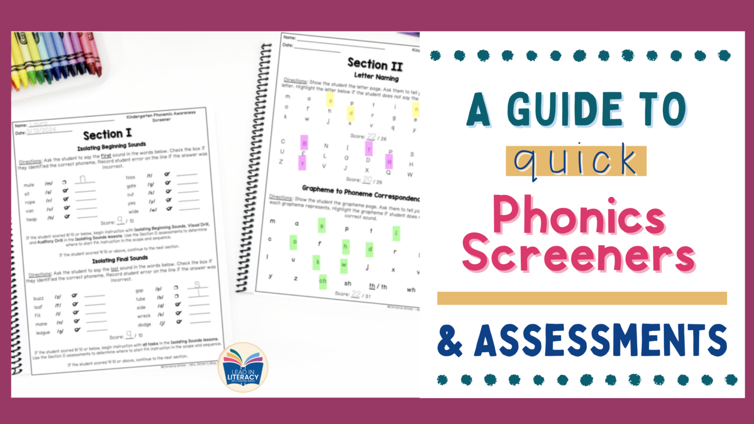 A Guide to Quick Phonics Screeners and Assessments - Lead in Literacy ...