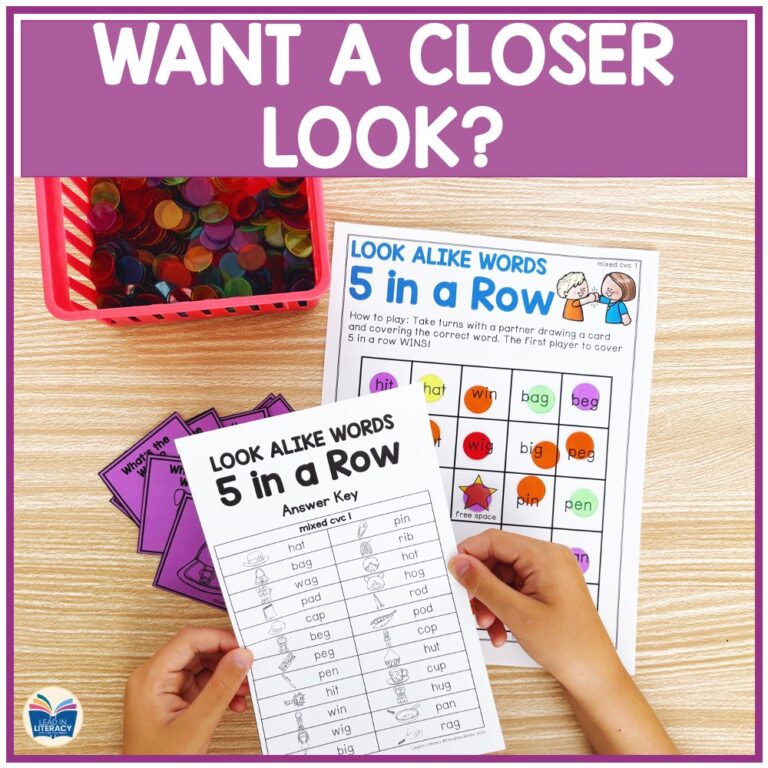 CVC Look Alike Words - Phonics Bingo Games - Lead in Literacy ...