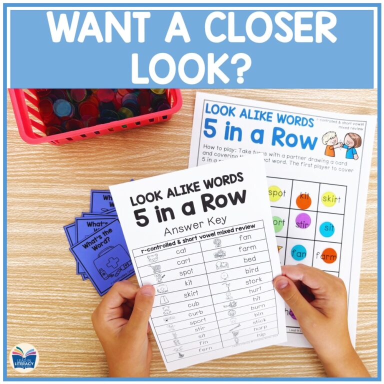 R-Controlled & Diphthong Look Alike Words - Phonics Bingo Games - Lead ...