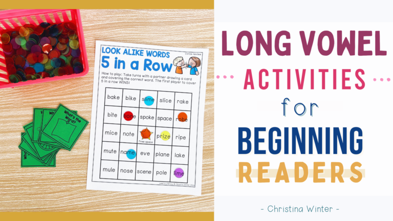 Long Vowel Activities For Beginning Readers - Lead in Literacy ...